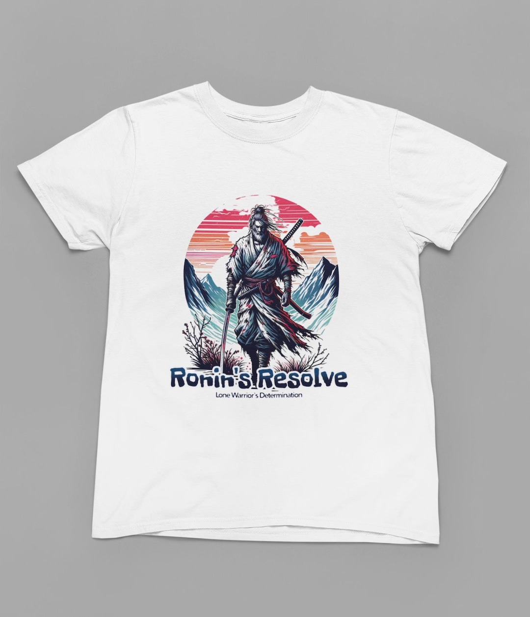 Ronin Samurai Retrowave T-shirt, Japanese Sunset Warrior Dark Graphic ...