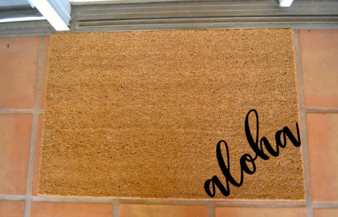 ALOHA CORNER COIR Doormat ... Hand Painted on a Coir Mat - Etsy