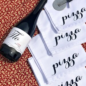 PIZZA PIZZA PIZZA Cloth Napkins Screened on White Cotton Blend Napkins ...
