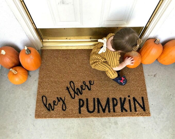 HEY THERE PUMPKIN Doormat ... Hand Painted Fall Door Mat - Etsy