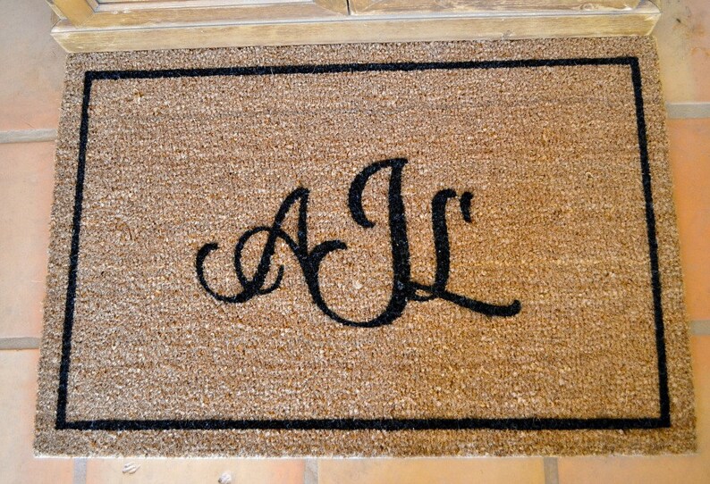 PERSONALIZED MONOGRAM Doormat Hand Painted Coir Mat with | Etsy
