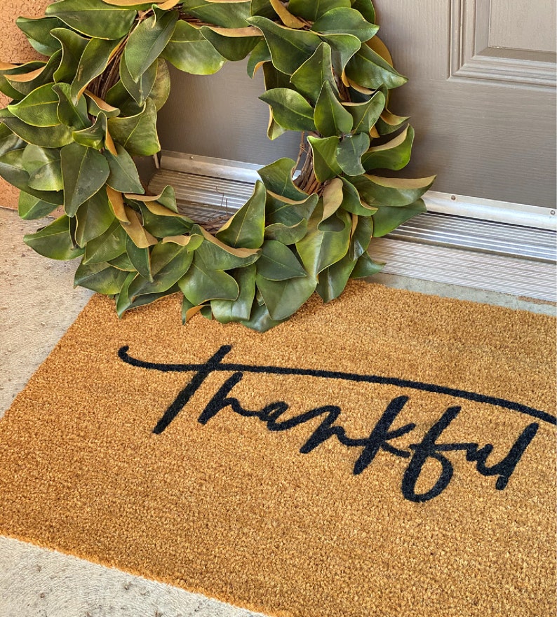 Thankful Doormat Hand Painted Fall Door Mat Custom Doormat - Etsy