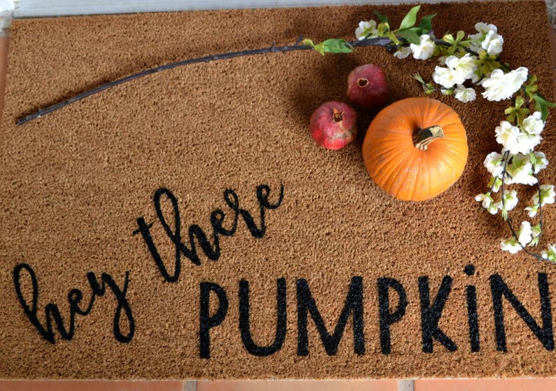 HEY THERE PUMPKIN Doormat ... Hand Painted Fall Door Mat - Etsy