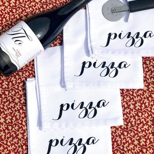 PIZZA PIZZA PIZZA Cloth Napkins Screened on White Cotton Blend Napkins ...