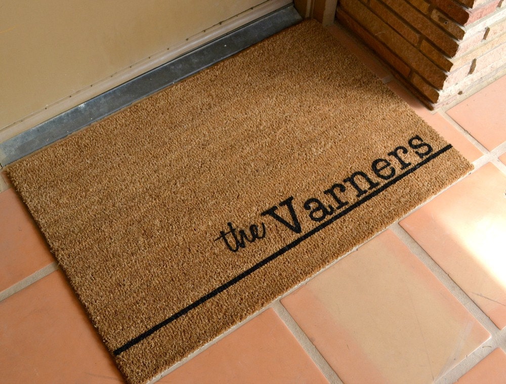 PERSONALIZED NAME Mat in Typewriter or Honey Cursive Font ... Natural ...