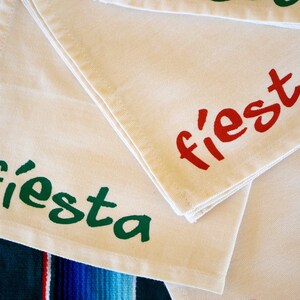 FIESTA Napkins Screen Printed on WHITE Cotton Blend Napkins - Etsy
