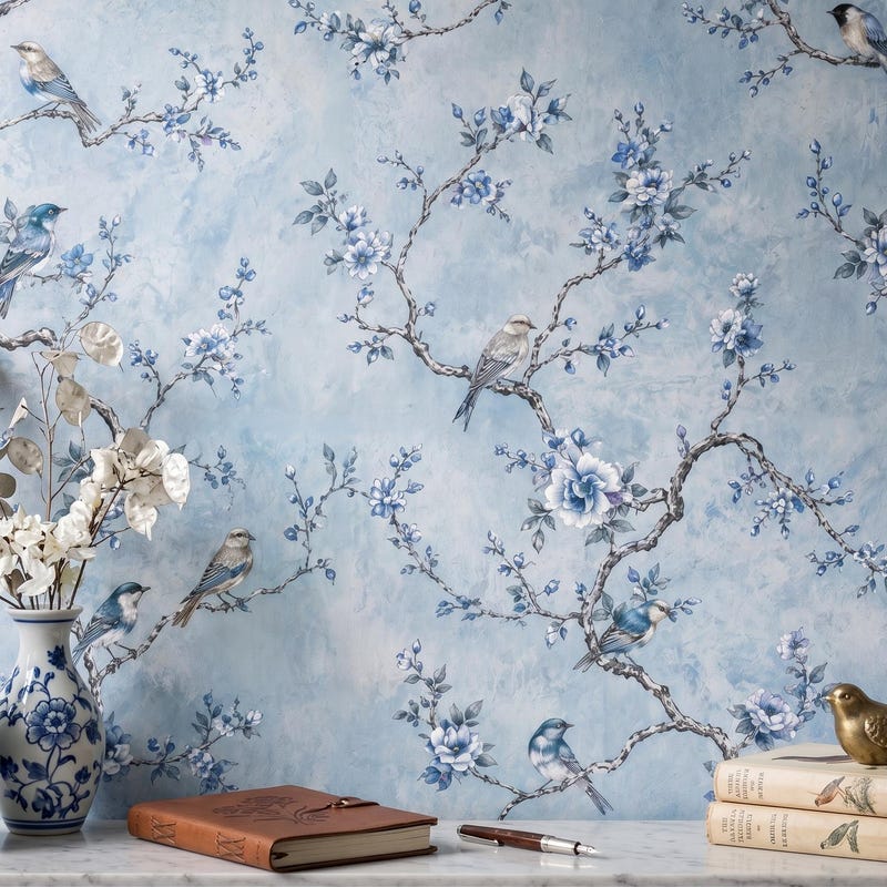 Blue Bird Wall Mural - Etsy