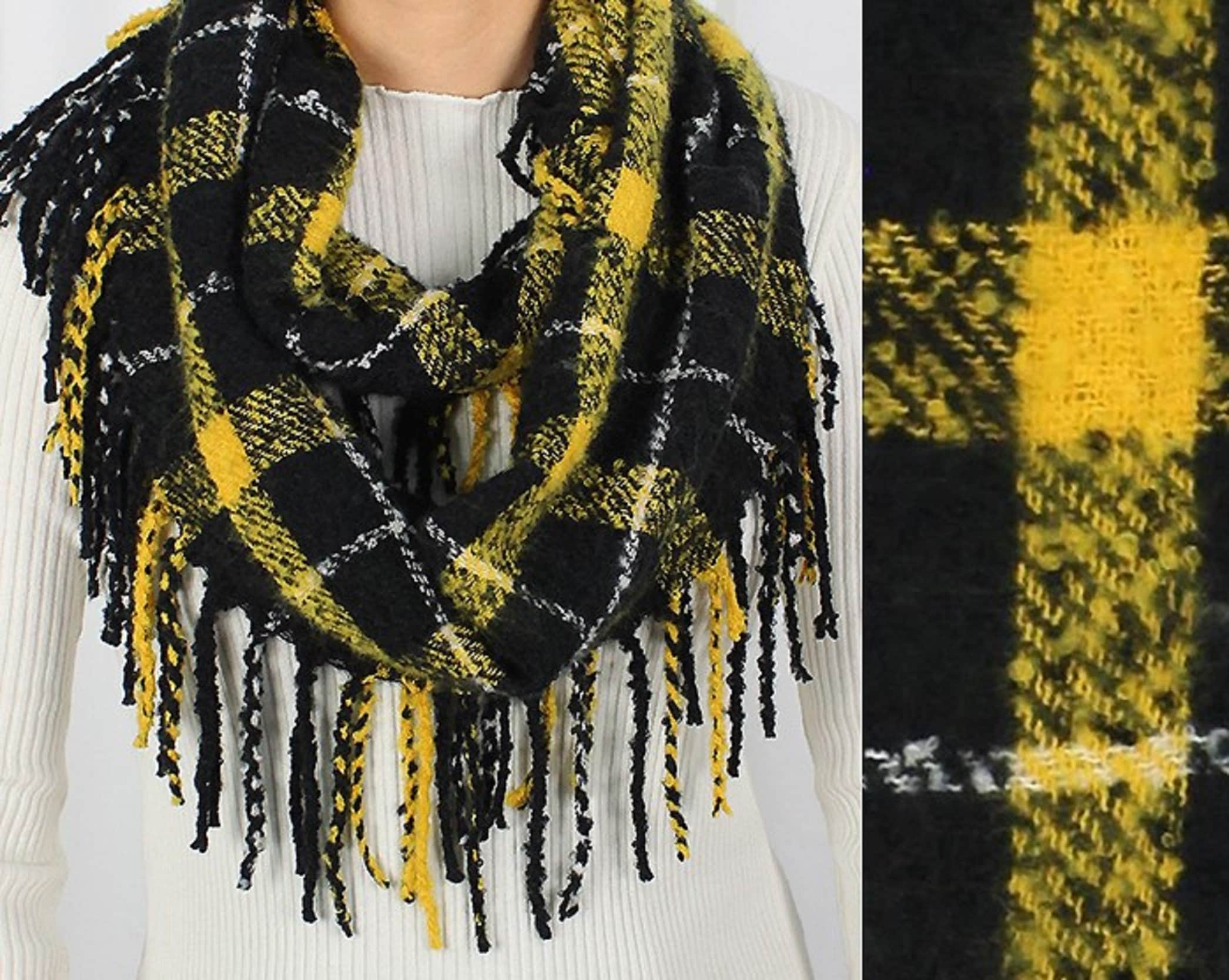 Black and gold plaid scarf store