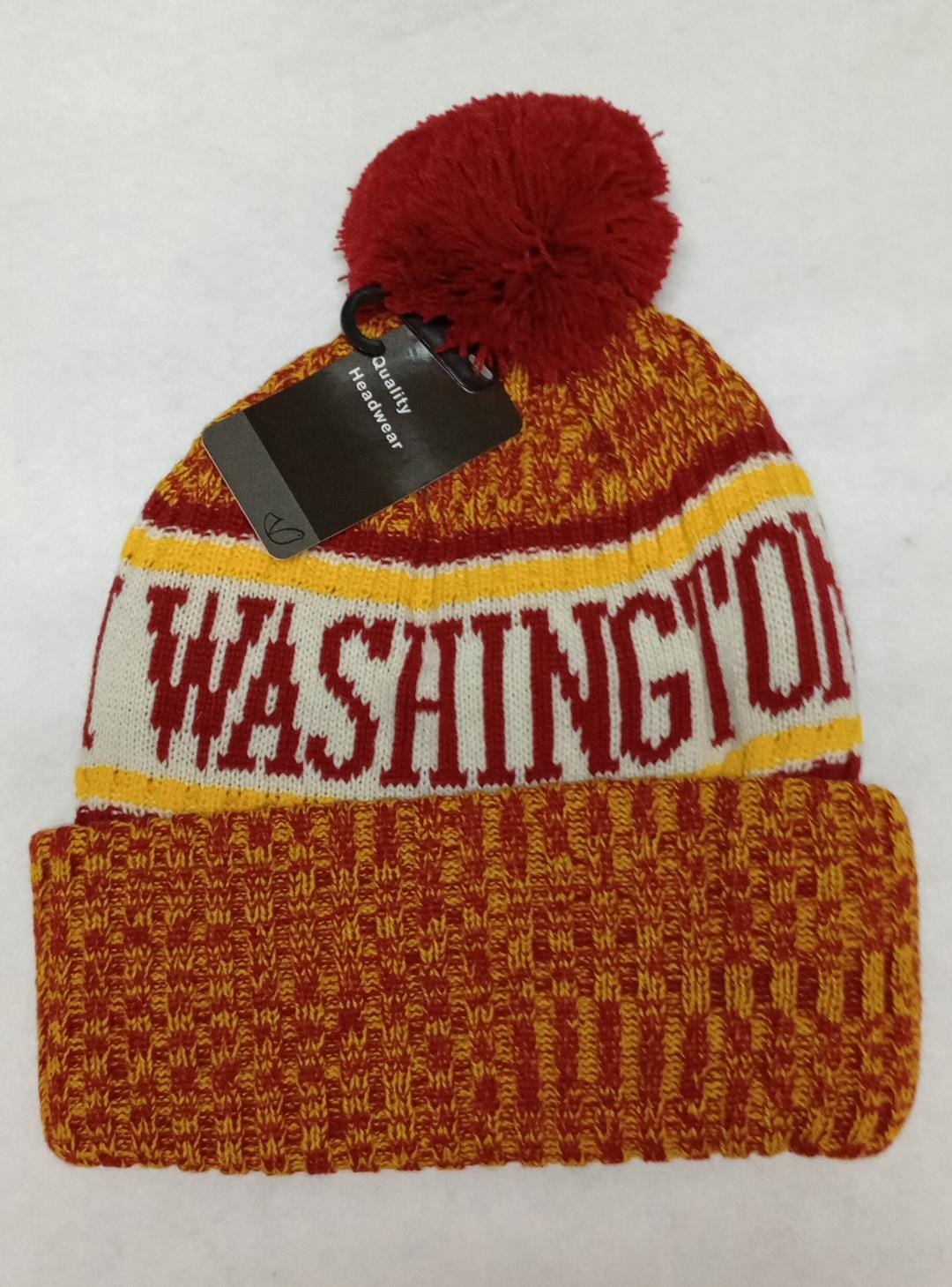 Washington Beanie: Burgundy/gold Marled Knit Pom Hat - Etsy