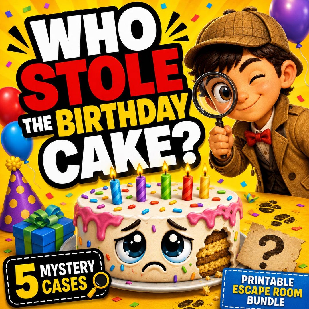 The Missing Birthday Cake | Kids Mystery Game Bundle | Printable ...