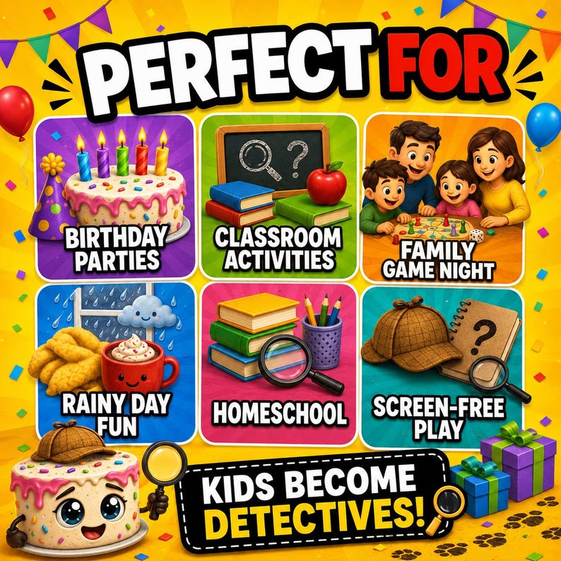 The Missing Birthday Cake | Kids Mystery Game Bundle | Printable ...