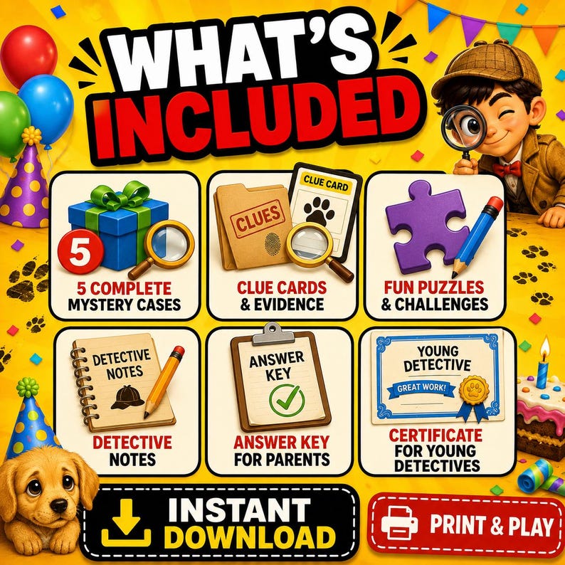 The Missing Birthday Cake | Kids Mystery Game Bundle | Printable ...