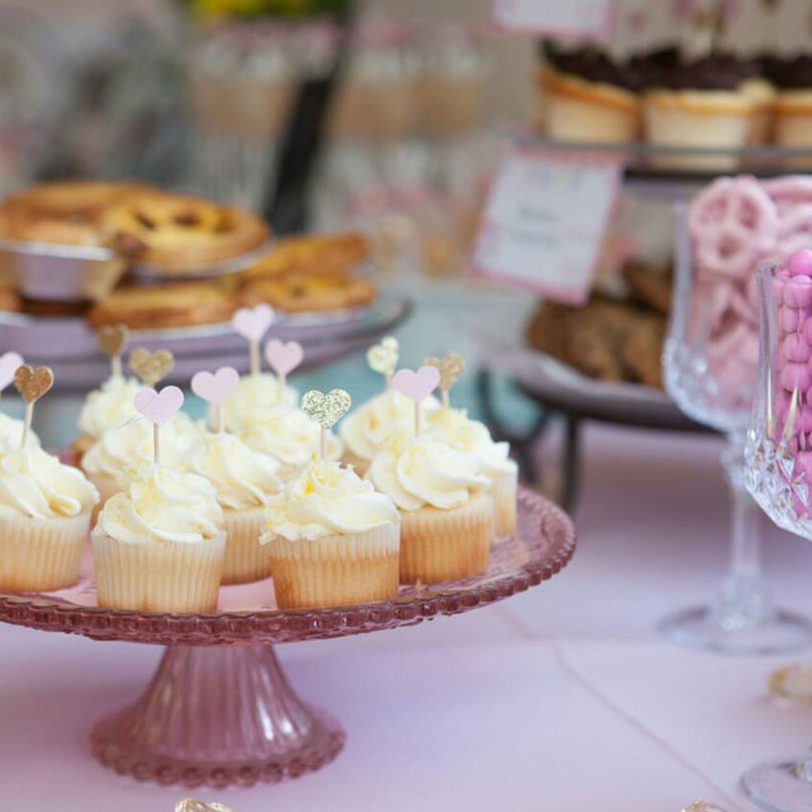 24 Mint & Gold Mini Heart Cupcake Toppers or Food Picks. - Etsy