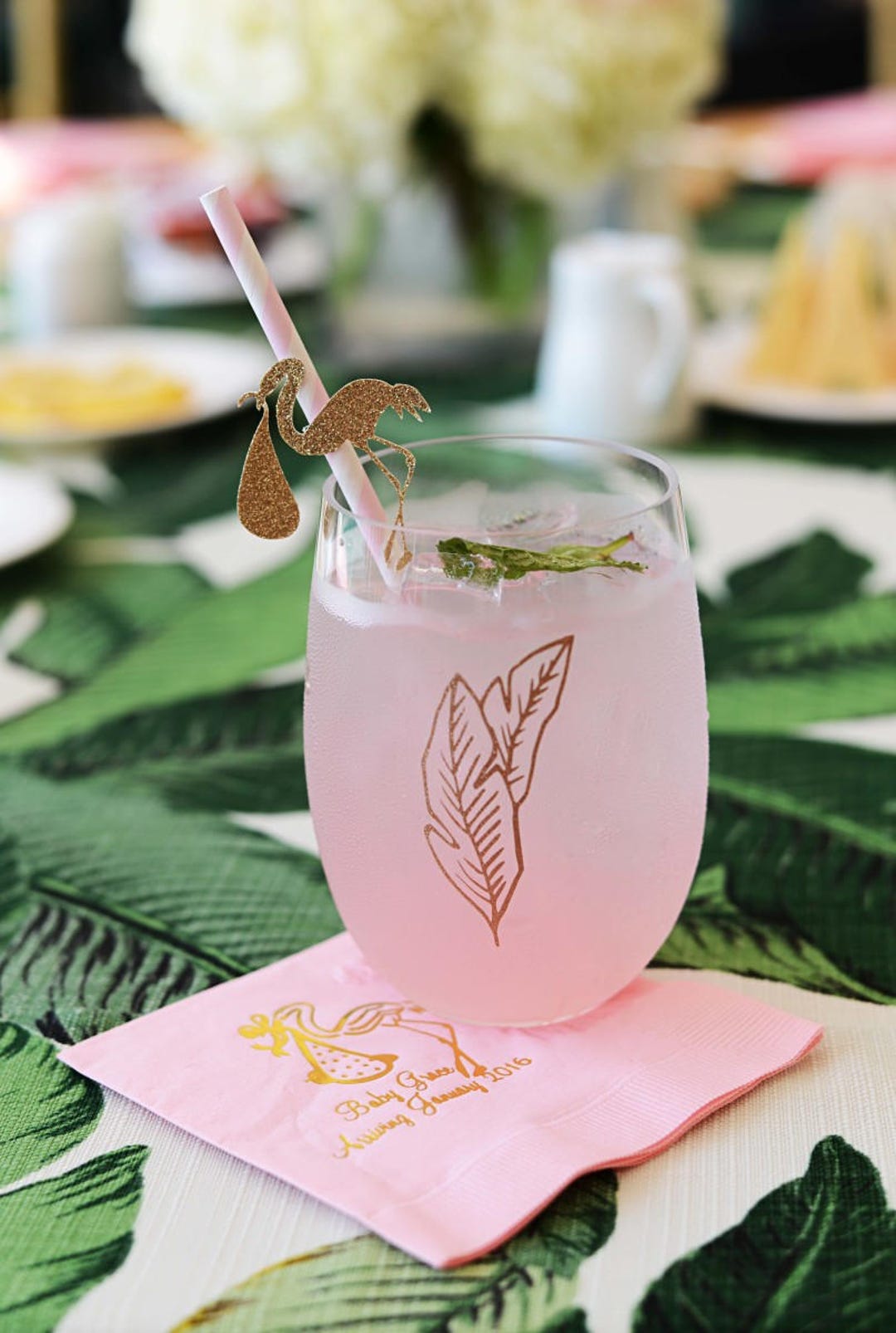Flamingo Stork Party Straws. Baby Shower Decorations. Welcome Baby ...