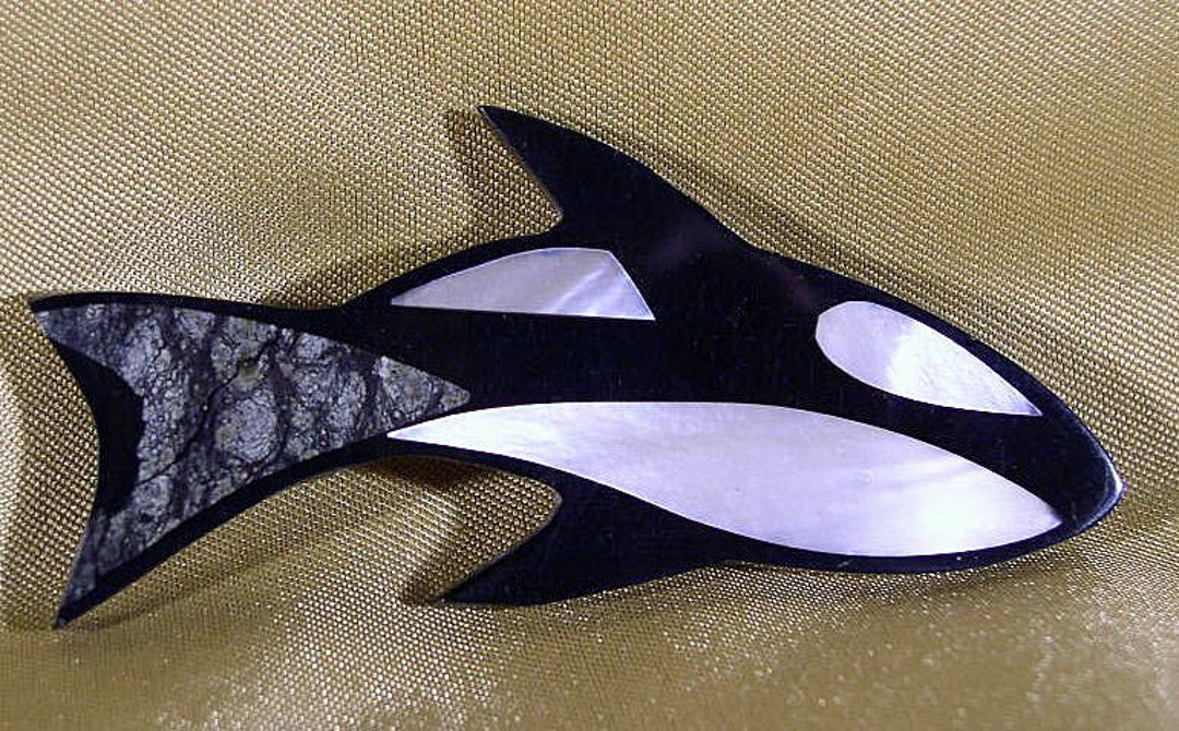 ARTISTIC HANDMADE Orca Brooch Stone Shell Pin / Eagle Art - Etsy