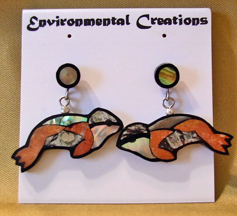 UNIQUE HANDMADE EARRINGS Stone and Shell / Seal - Etsy