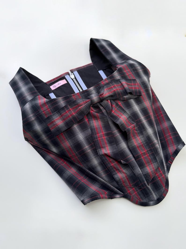 Handmade Plaid Corset Top With Bow / Y2K Tartan Bustier - Etsy UK