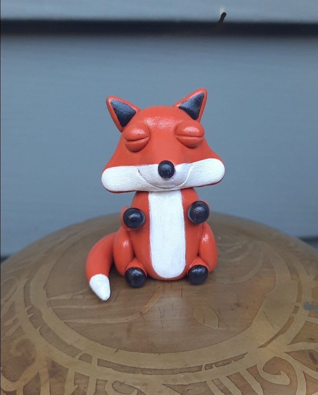 Handmade Meditating Fox Sculpture: Polymer Clay Totem - Etsy
