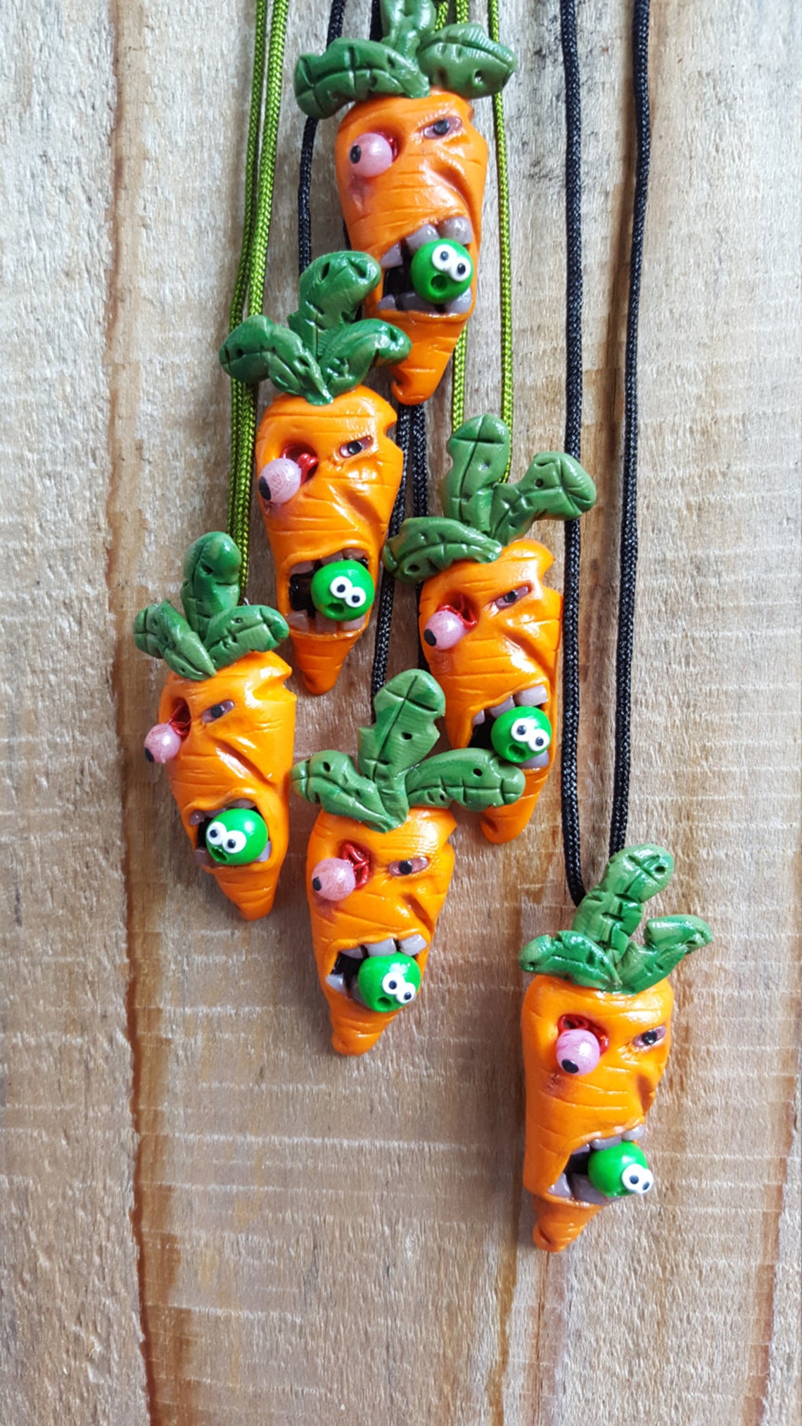 Carrot Necklace Scary Jewelry Peas & Carrots Zombie - Etsy