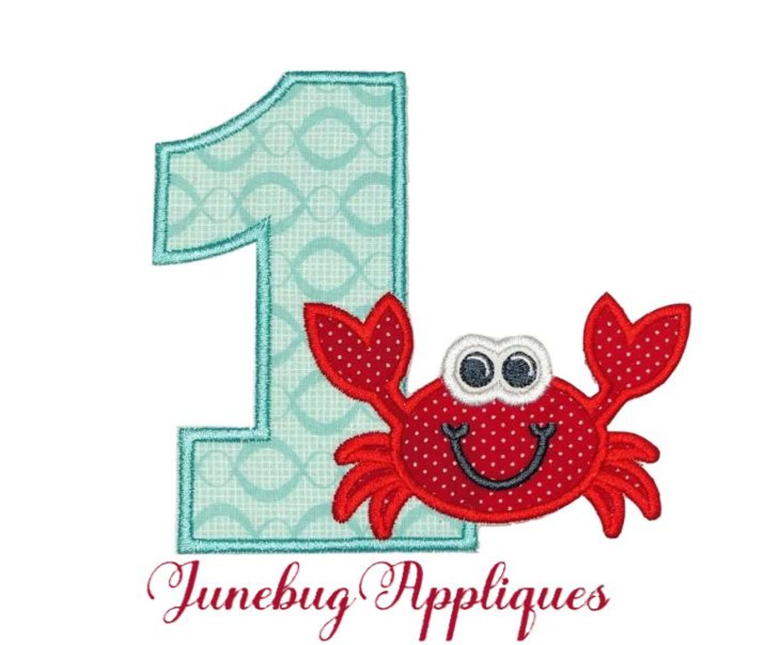 Embroidered Crab Numbers 1-6 | Birthday Number Appliques | Iron-on ...