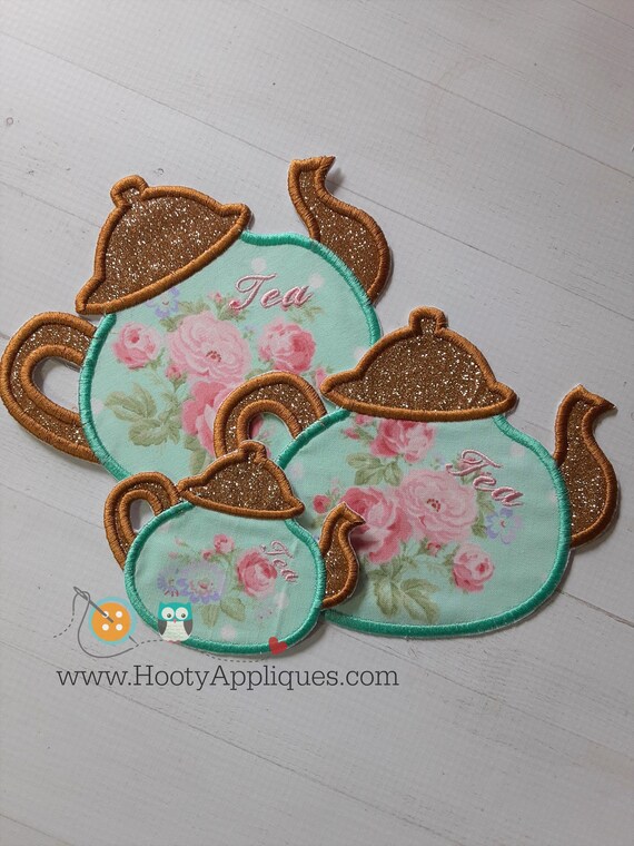 Embroidered Floral Teapot Patch; Iron-on Teapot; Clothing Patch ...