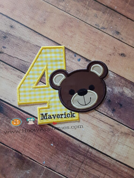 Embroidered Teddy Bear Birthday Numbers 1 to 9 Brown Teddy - Etsy