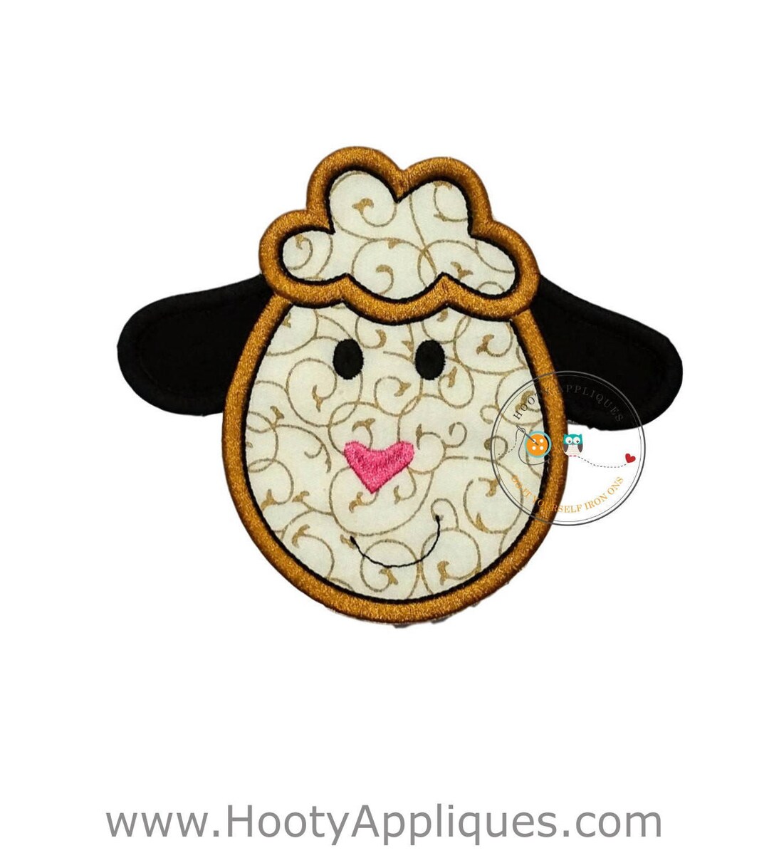Sheep Iron-on Patch Machine Embroidered Sheep Applique Sheep Face Patch ...