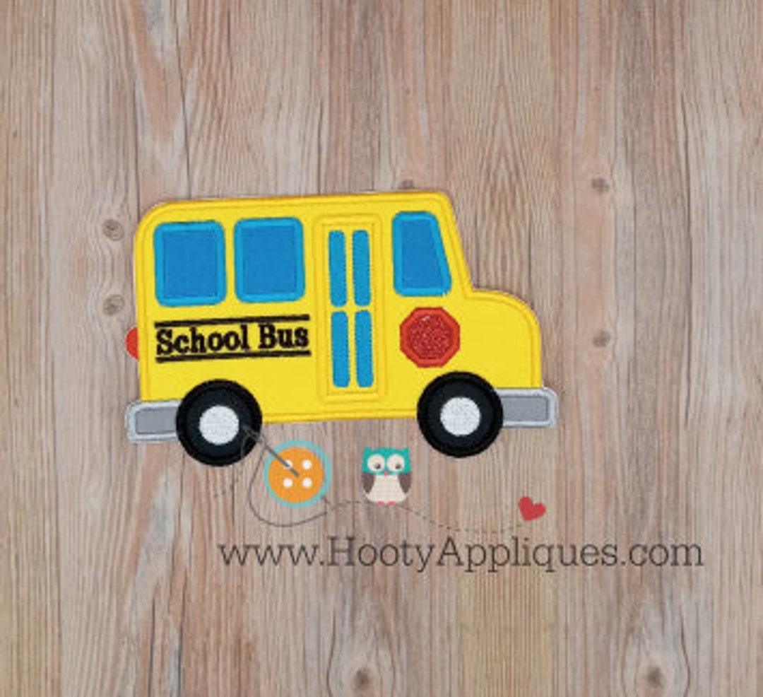 Embroidered Back-to-school Bus Iron-on Applique Iron-on School Bus ...