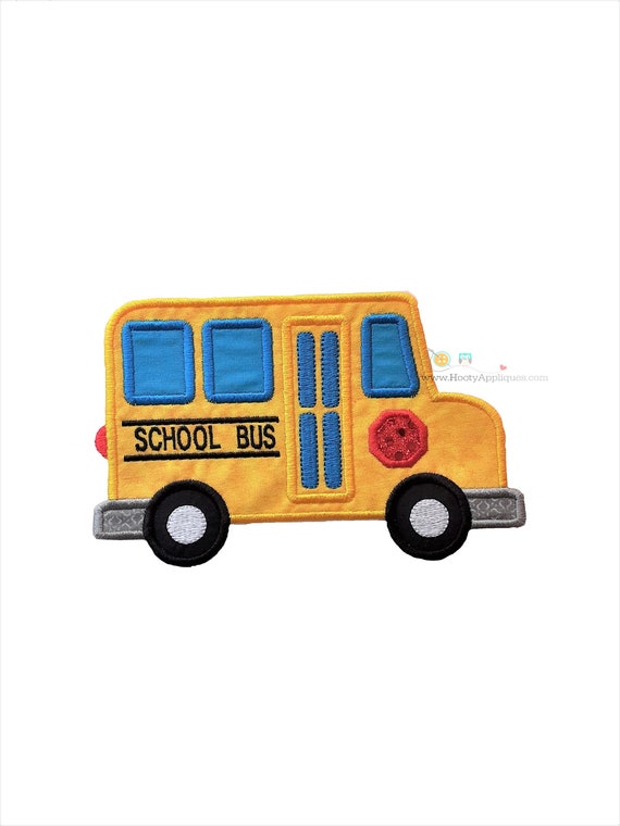 Embroidered Back-to-School Bus Iron-on Applique; Iron-on School Bus ...