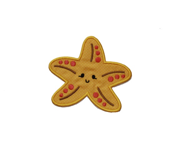 Embroidered Yellow Starfish Iron-on Applique; Sea Life Patch; Starfish ...
