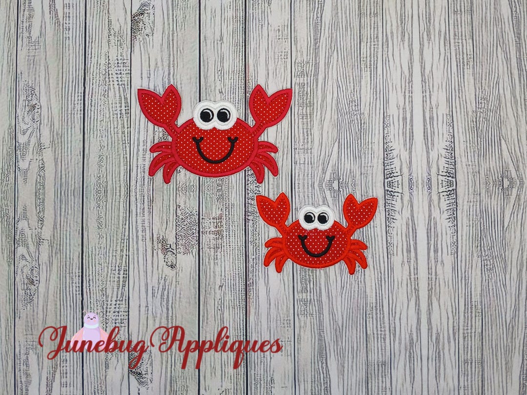 Embroidered Crab Applique | Iron-on Crab Patch | Clothing Patch | Quilt ...