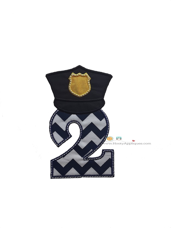 Embroidered Police Hat Numbers Iron-on Birthday Patch Police - Etsy