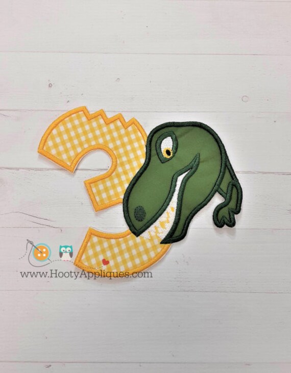 Dinosaur Bite Numbers: Embroidered Dino Birthday Numbers; Iron-on ...