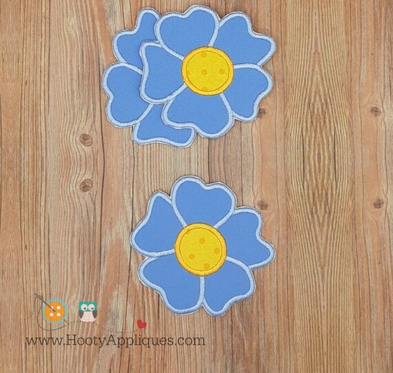 Embroidered Forget-Me-Not Applique | Iron-On Embroidered Flower | DIY ...