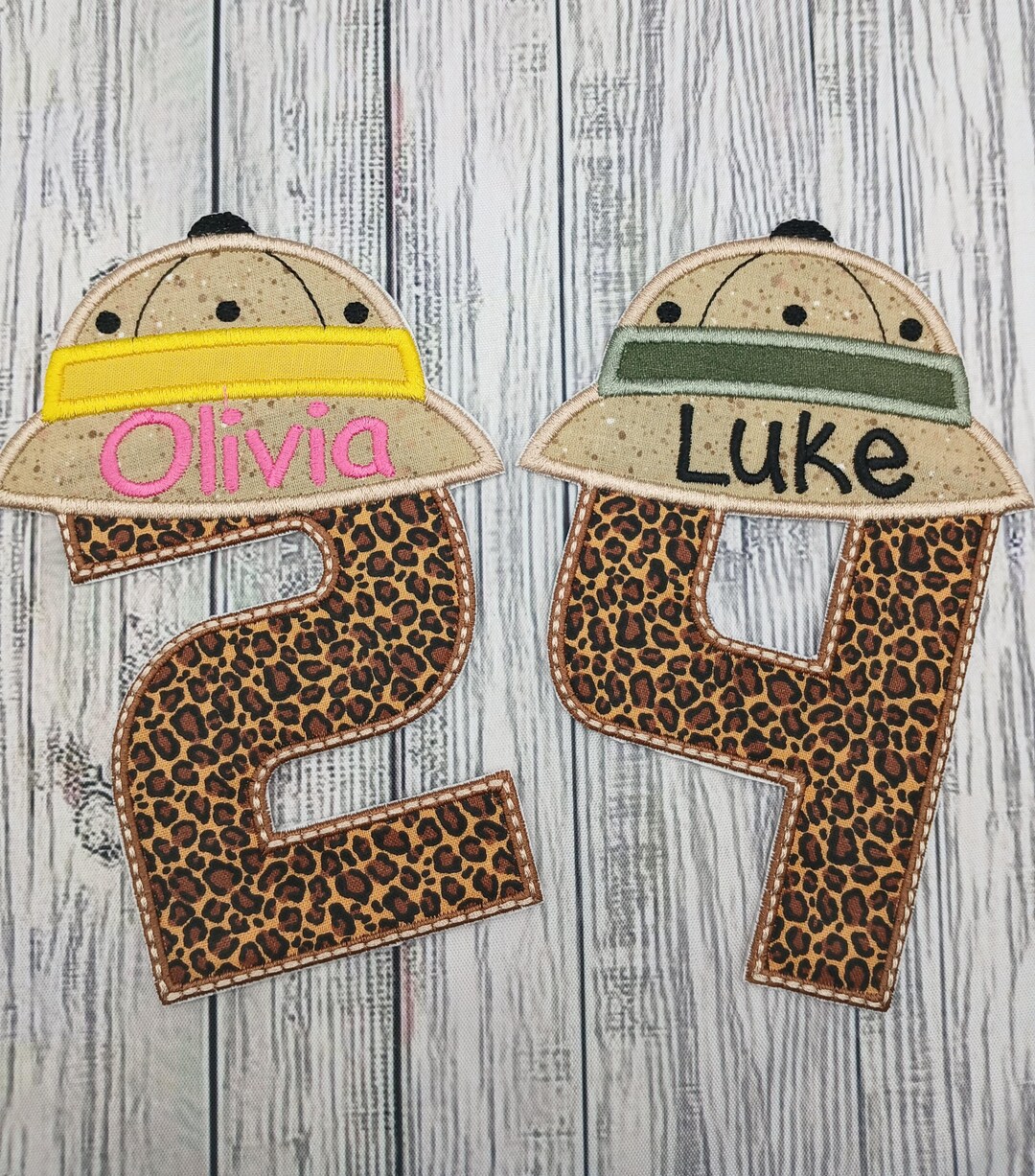 Embroidered Iron-on Safari Hat | Birthday Numbers Applique | Machine ...