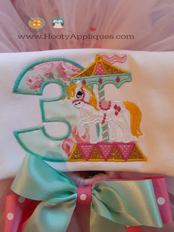 Embroidered Birthday Number Three Carousel | Birthday Numbers 1-9 ...