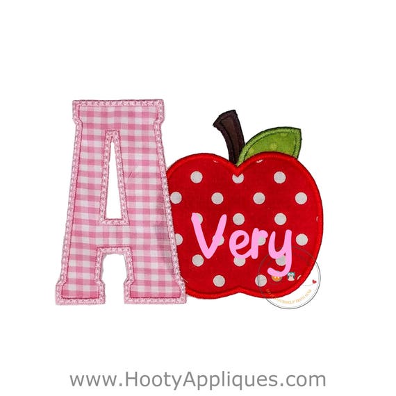 Iron-on Embroidered Monogrammed Apple; Back-to-School Patch; Apple ...