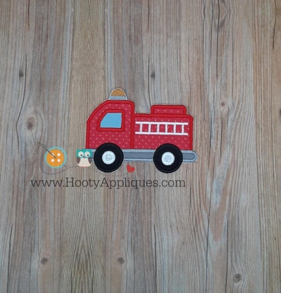 Embroidered Fire Truck; Iron-on Fire Truck Applique; Embroidered ...
