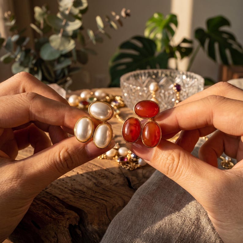 Boho Double Stone Ring | Natural Aventurine Agate Gold Plated ...