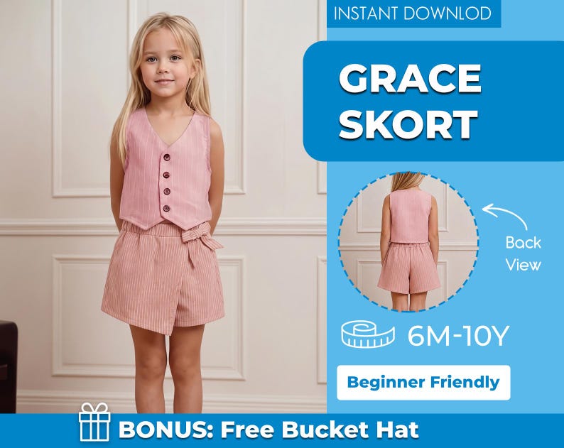 Skort Sewing Pattern for Kids, Skort Pattern, Kids Pattern, PDF Pattern ...