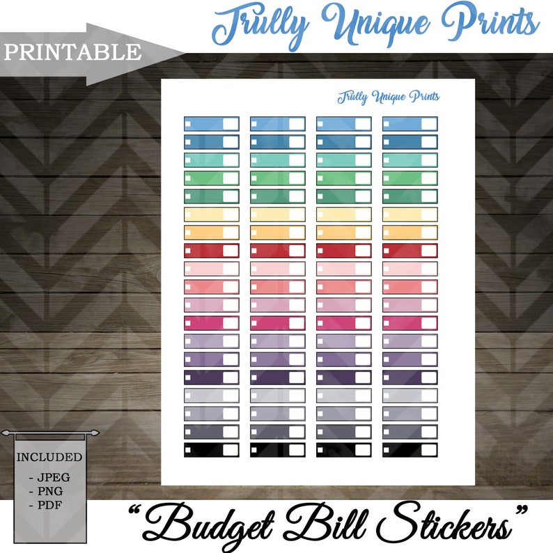 Printable Budget Bill Stickers / Happy Planner / Erin Condren - Etsy