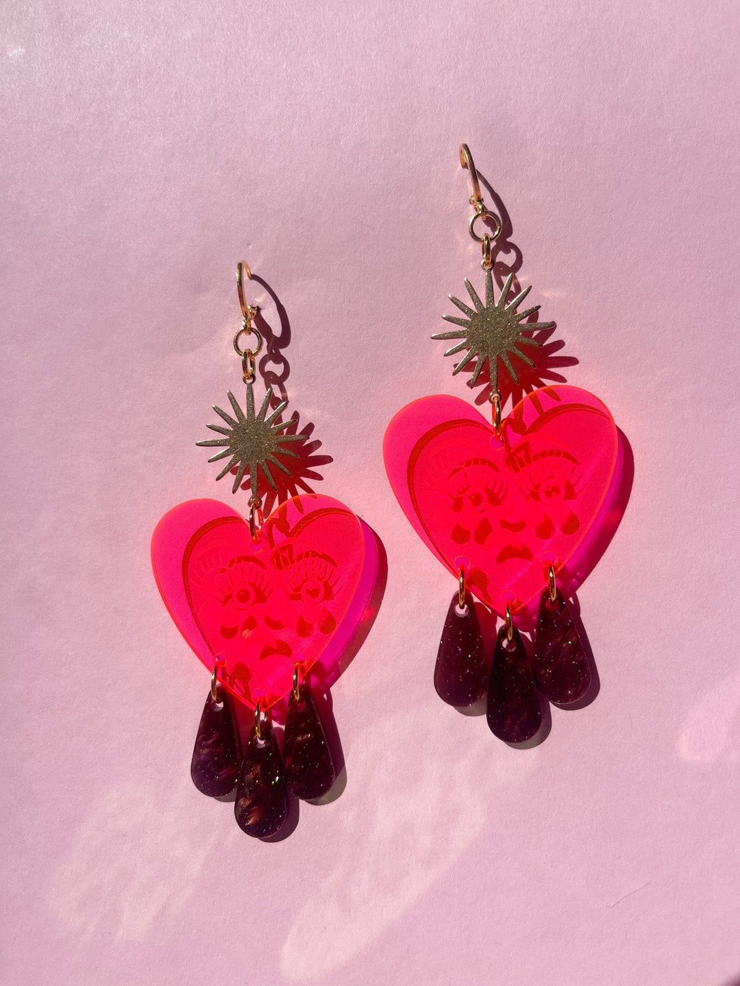 Fluorescent Pink Crying Corazons - Shop Cholla X Crying Heart Craft Co ...