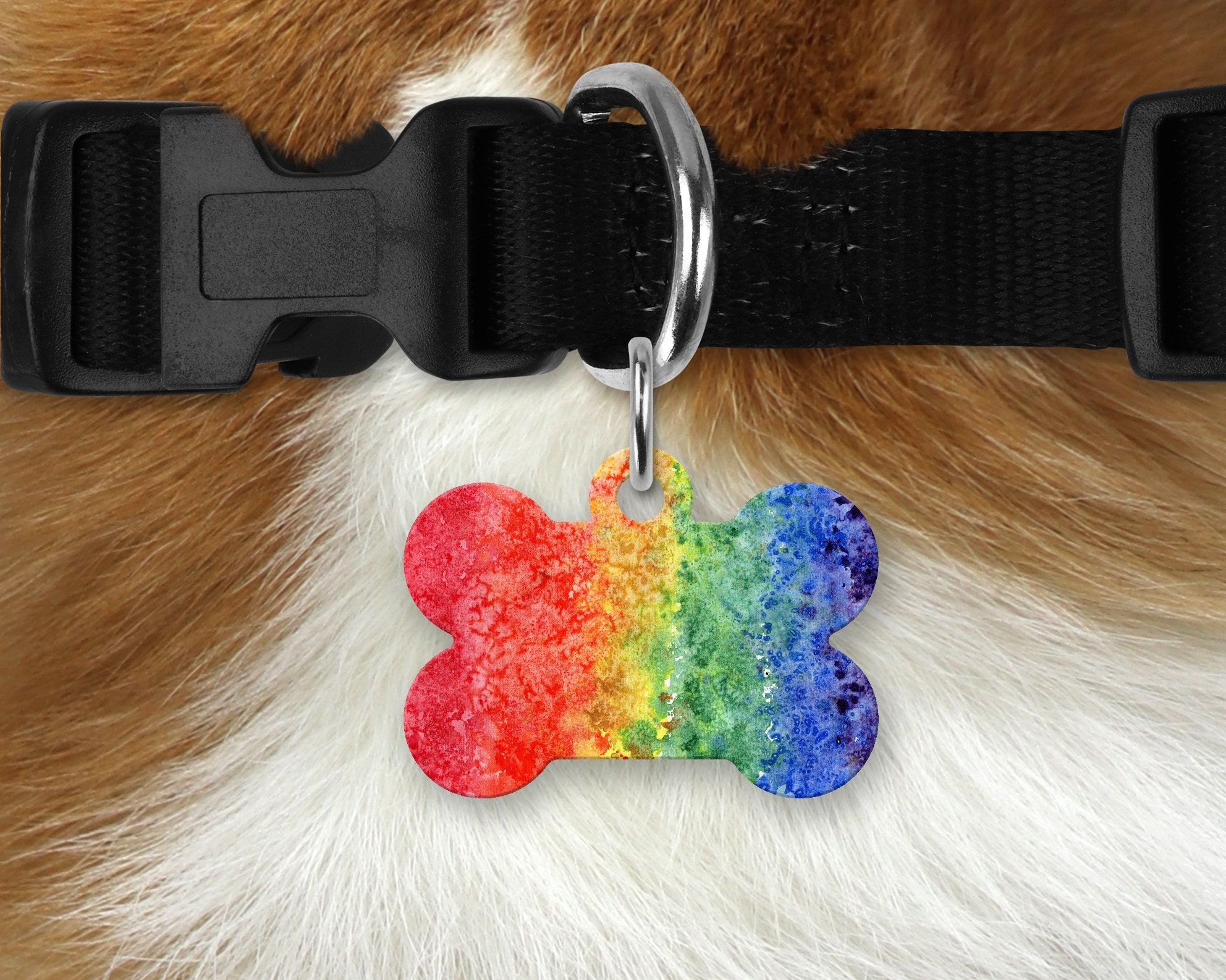 Watercolor Rainbow PRIDE Dog Tag Bone LGBTQ Gay Pride | Etsy