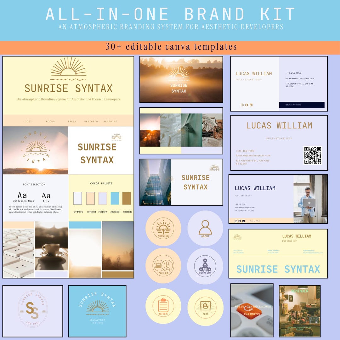 Sunrise Syntax Brand Kit | Developer Canva Templates (digital Download ...