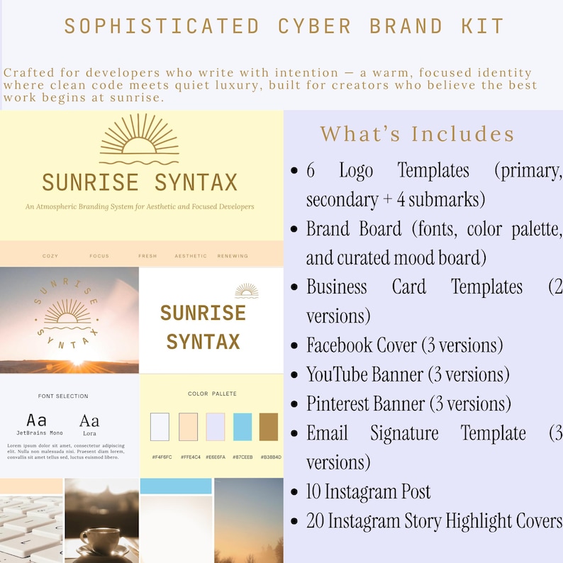 Sunrise Syntax Brand Kit | Developer Canva Templates (digital Download ...
