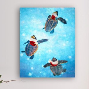 Christmas Sea Turtle Hatchlings, Christmas Coastal Wall Decor, Beach ...