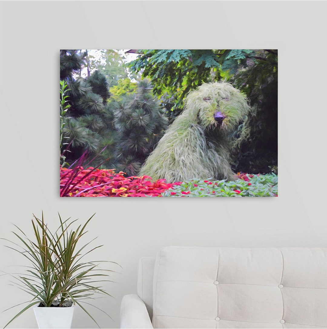 Shaggy Dog, Garden Art Print, Botanical Art, Dog Topiary Print, Modern ...