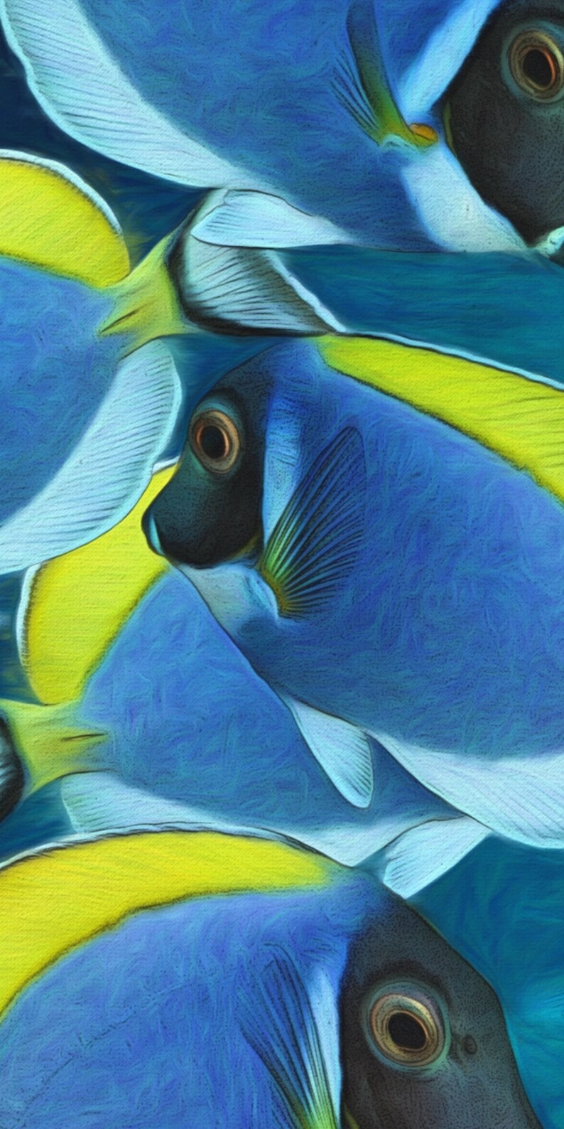 Saltwater Fish Art Tropical Fish Art Powder Blue Tang Blue - Etsy