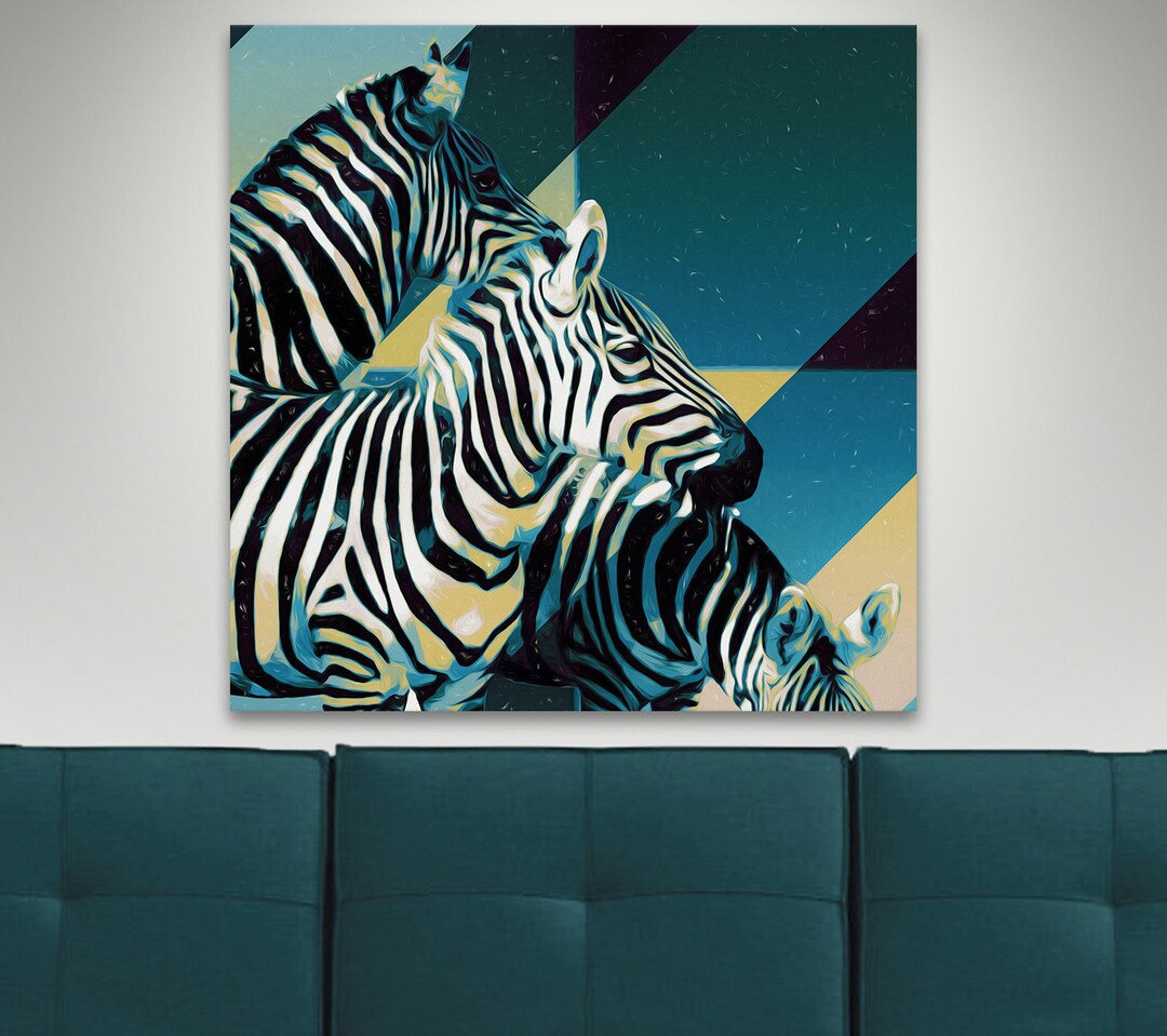 Teal Zebra Pop Art Print: Modern Wildlife Wall Decor - Etsy