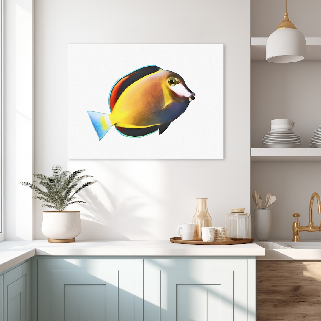 Tropical Fish Painting, Powder Brown Tangs, Saltwater Fish Art, Modern ...